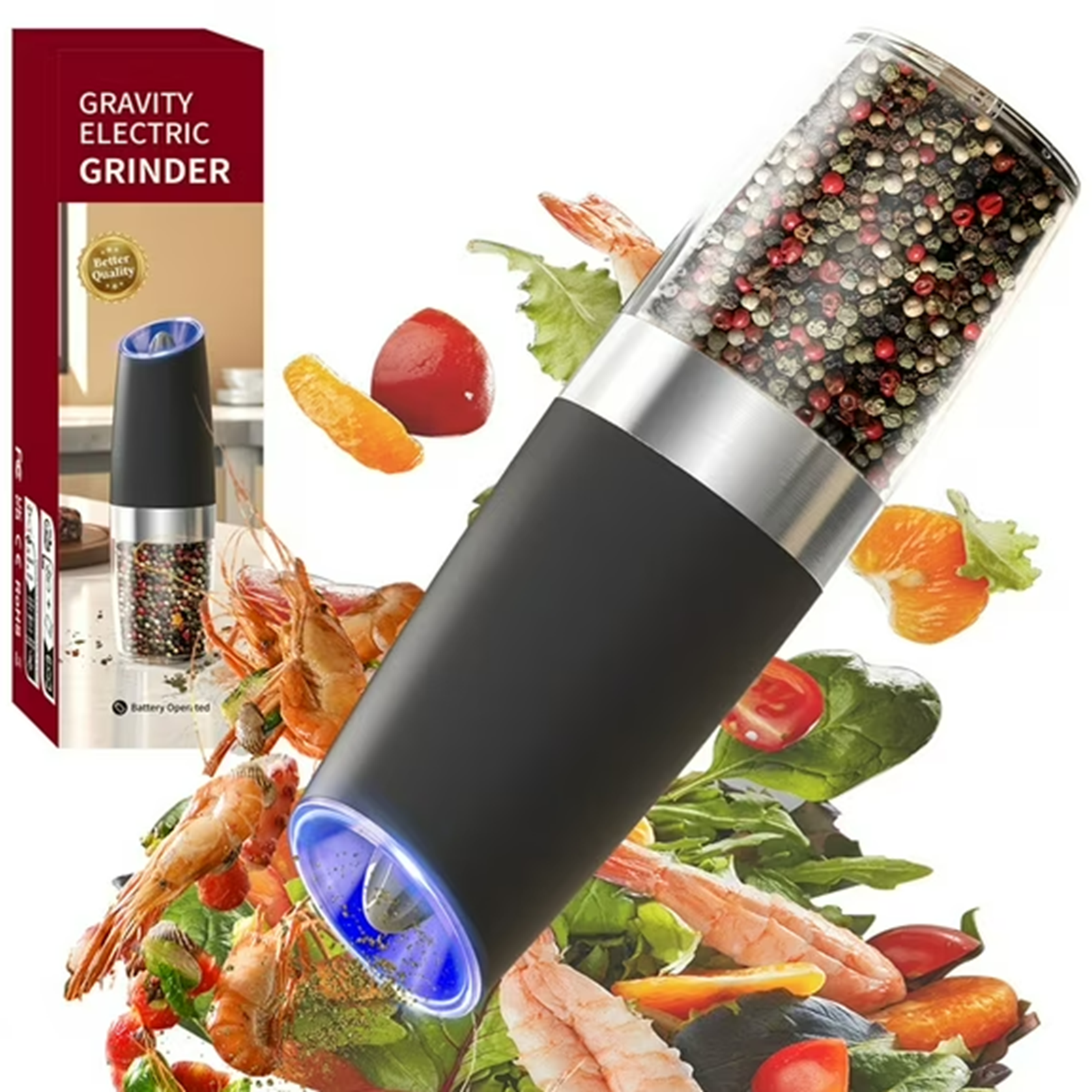Xhegex Electric Salt and Pepper Grinder, Automatic Salt and Pepper ...