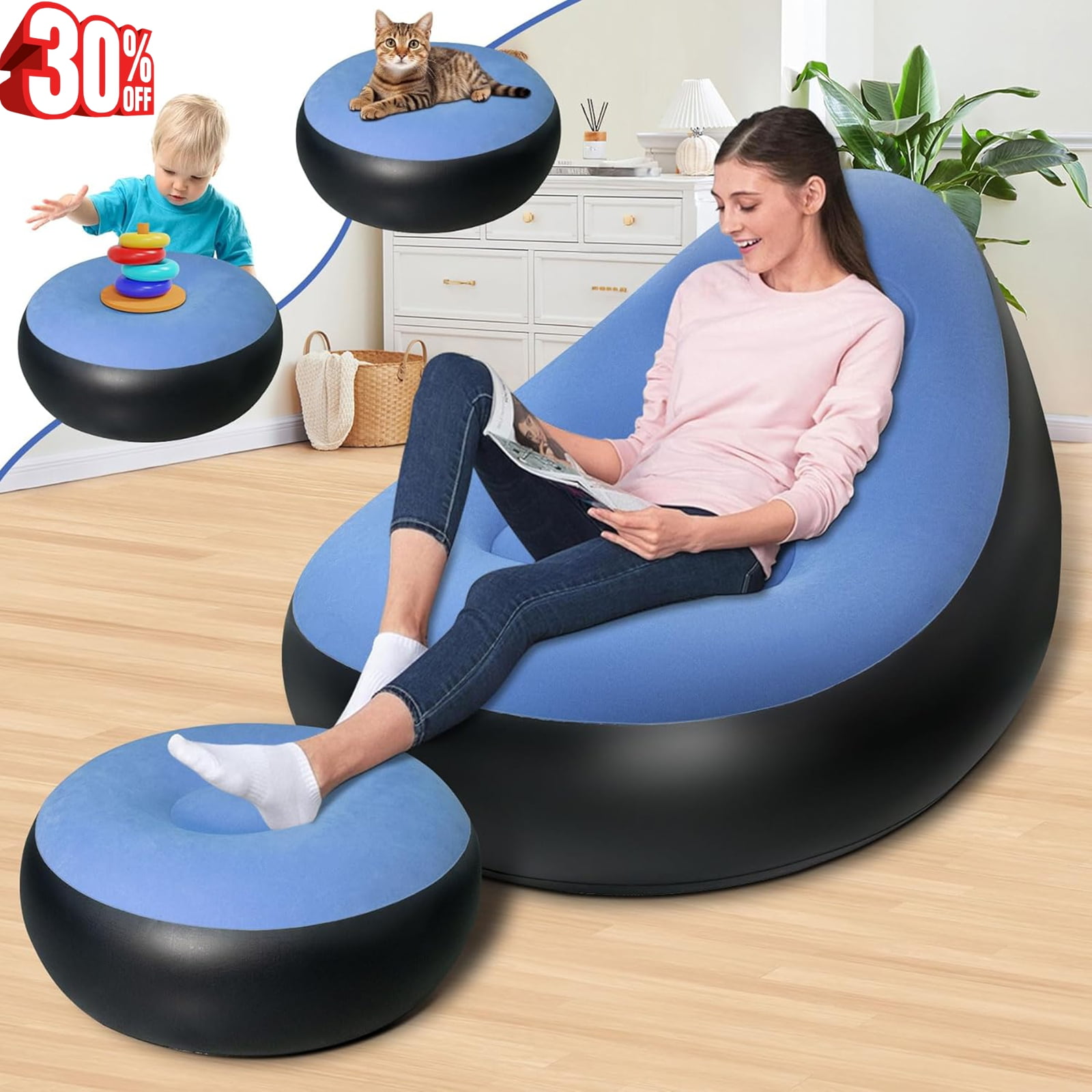 Xhegex Inflatable Sofa, Blow Up Lounger Chair,Folding Air Chair for Adults,Inflatable Lazy Sofa ...