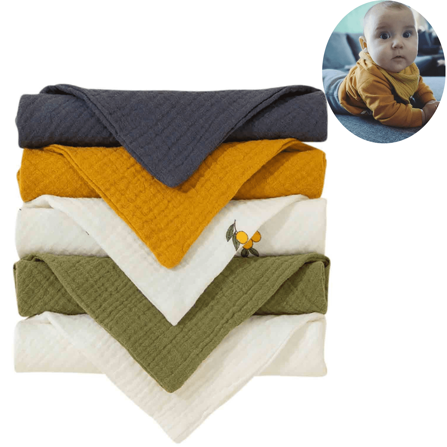 Xhegex Muslin Baby Bibs 5 Pack Baby Bandana Drool Bibs 100% Cotton for ...