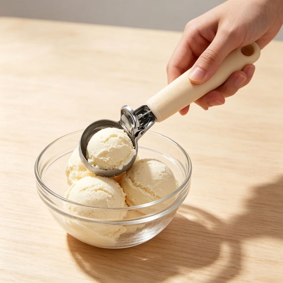 Xhegex Stainless Steel Ice Cream Scoop with Thumb Trigger - Effortless ...