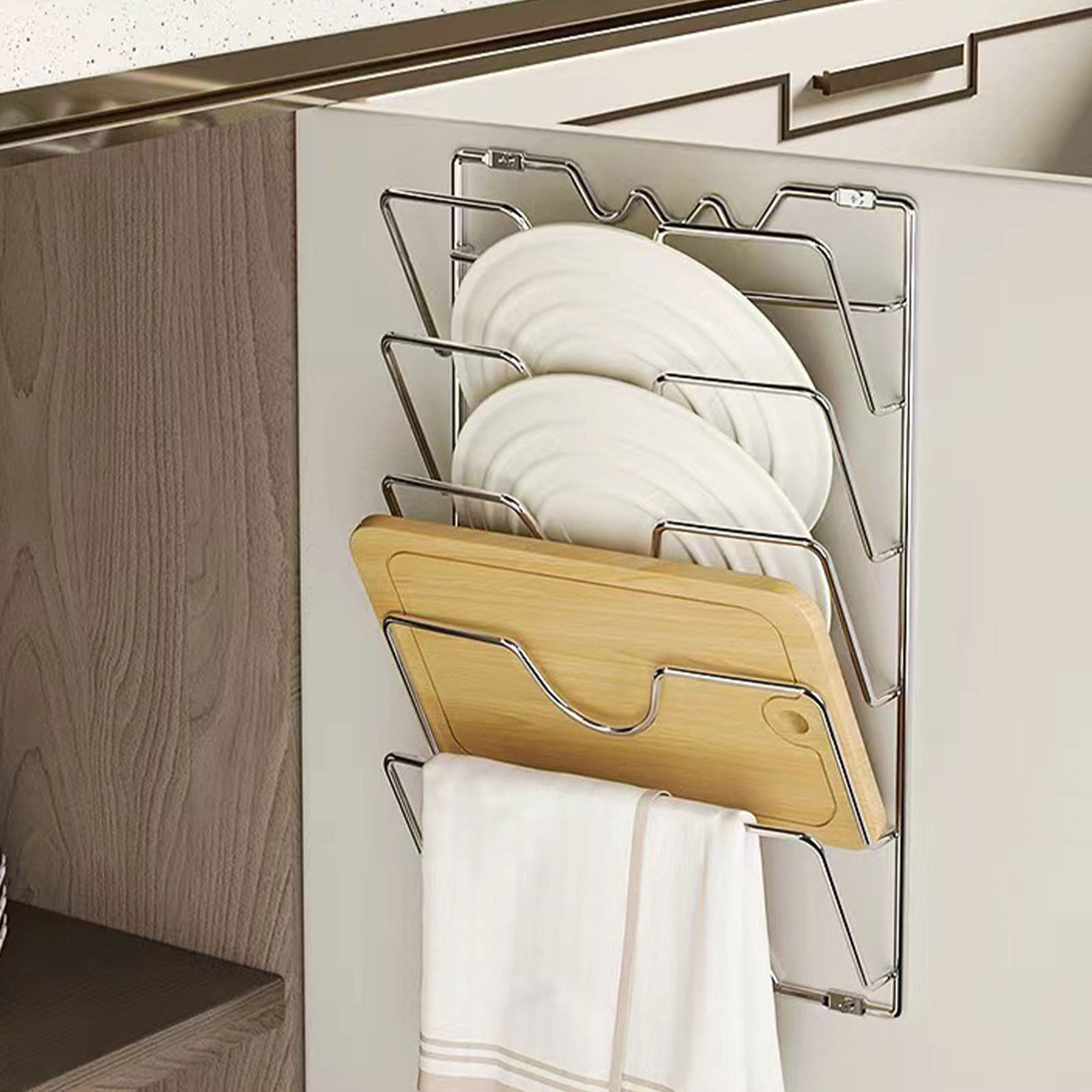 Xhegex Wall-Mounted Pot Lid Rack, Kitchen Storage Solution for Cutting ...