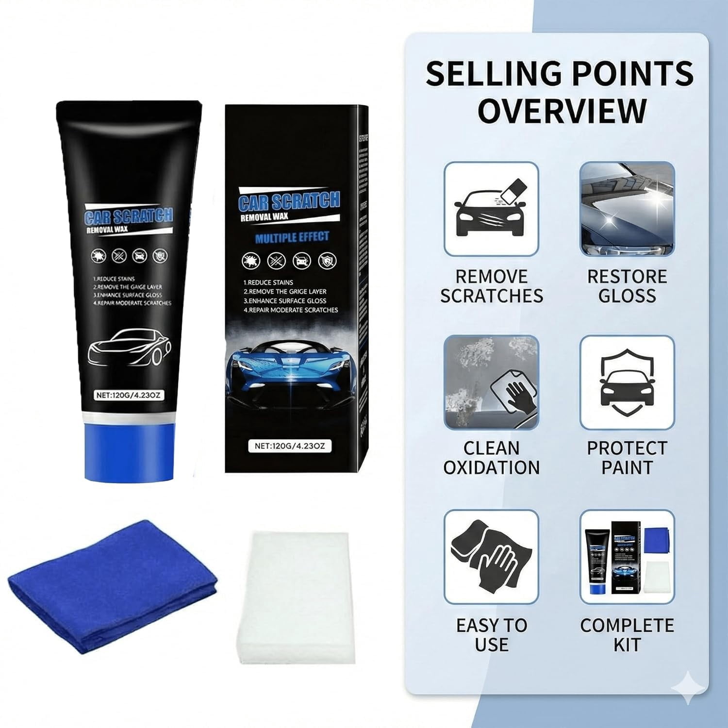 Xheghe Car Scratch Remover - Fast-Acting Scratch and Swirl Repair Kit ...
