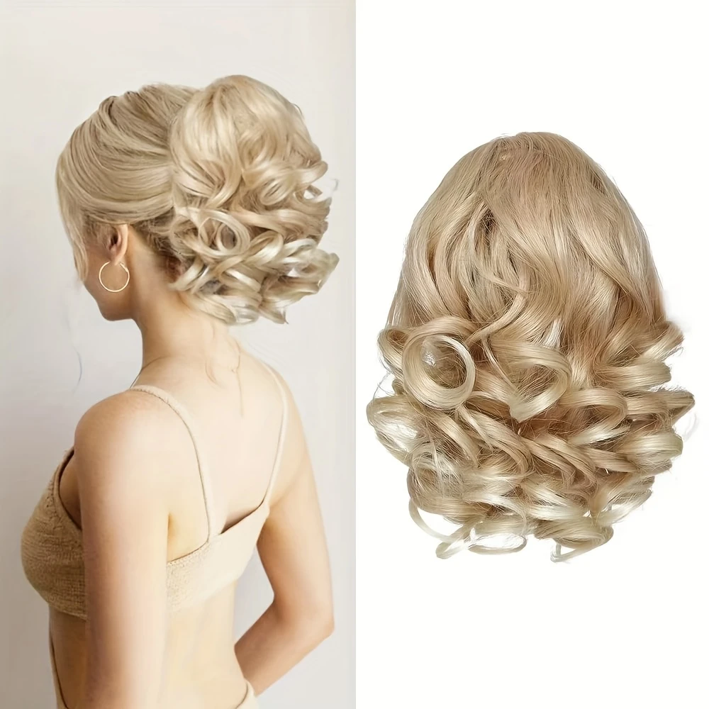 Xhy Adjustable Drawstring Ponytail Wigs Curly Wave Short Human Hair for ...