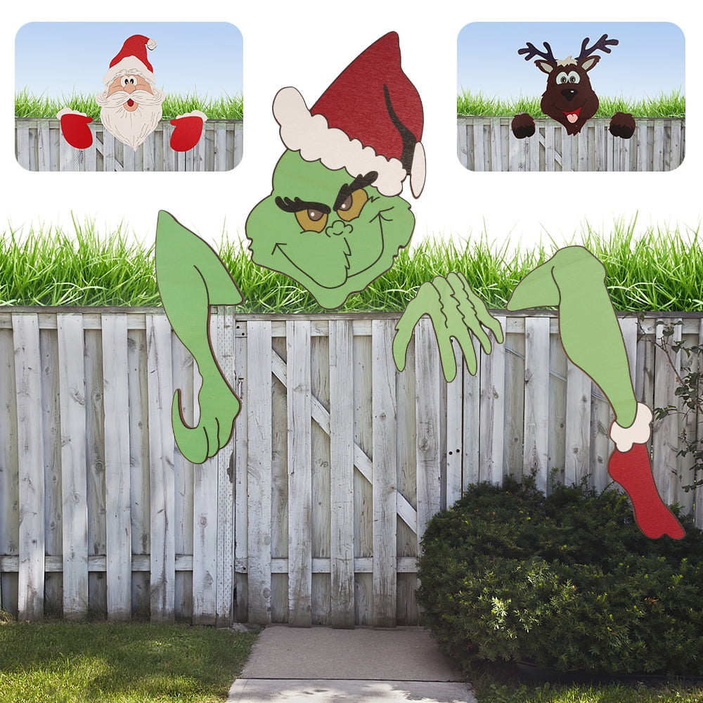 Xhy Christmas Decoration Grinch Elf Garden Yard Art Xmas Home Patio DIY Holiday Decor Outdoor ...