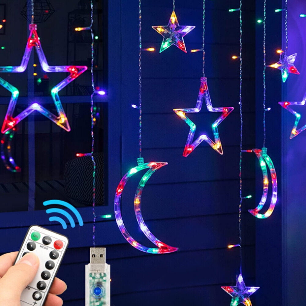Xhy Christmas Lights with Remote Control 138 LED Window Curtain String ...