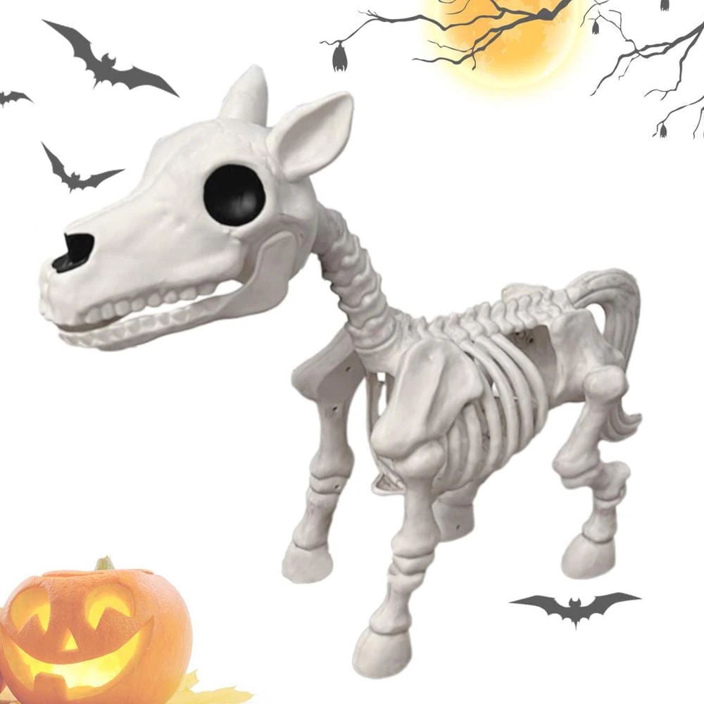 Xhy Halloween Decoration New Red Shed Horse Skeleton Statue Prop for ...