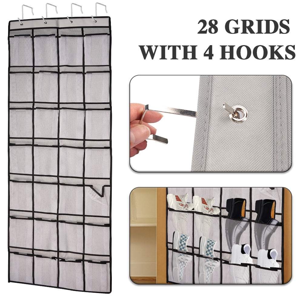 Xhy Over The Door Shoe Organizer 28 Mesh Pockets Closet Hanging Shoe ...
