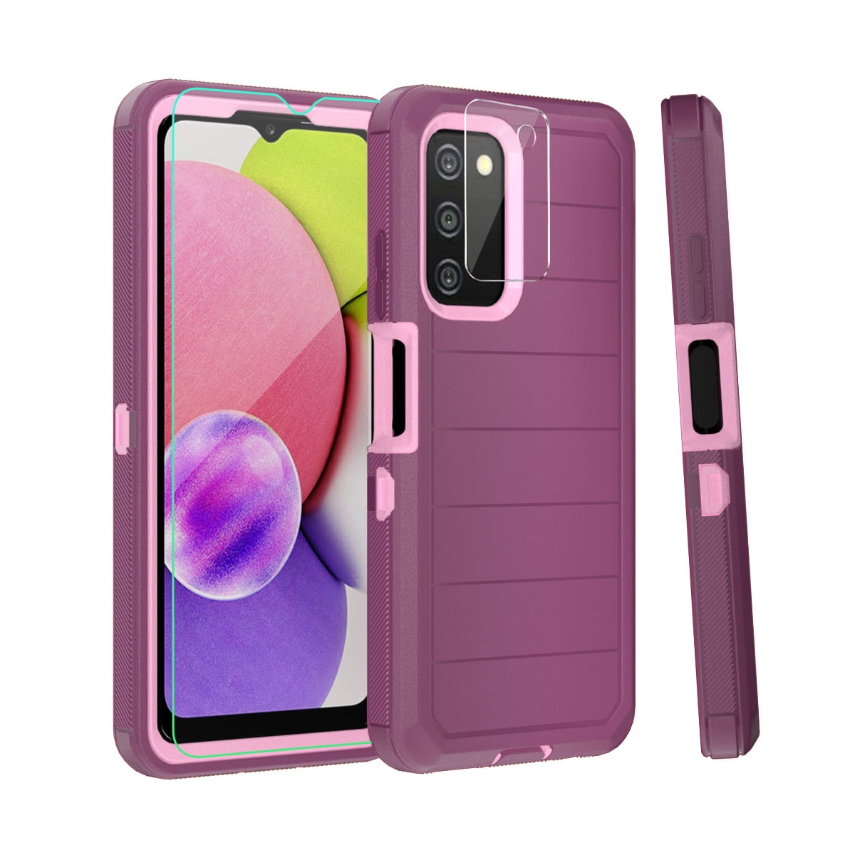 Xhy Samsung Galaxy A03S Case with Screen and Lens Protector Military ...