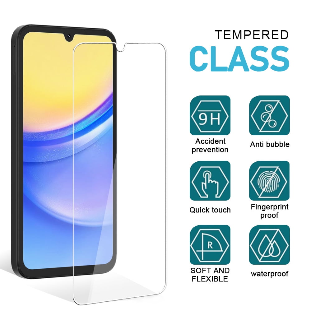 Samsung Galaxy A15 5G Screen Protector, 2 Pack, HD Clear, 9H Hardness, Scratch Resistant, Easy ...