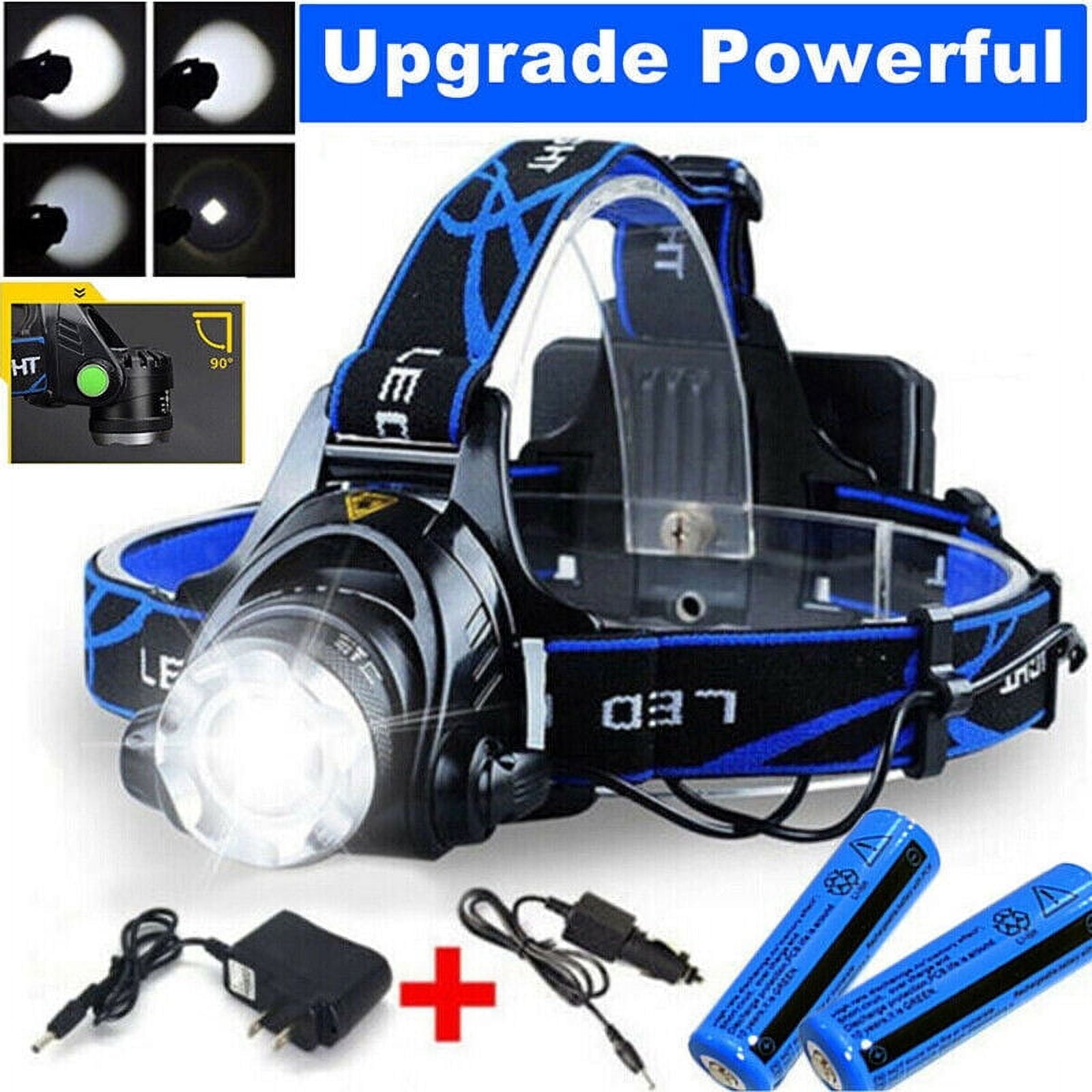 Xhy Super Bright HeadLamp LED Rechargeable Headlight Zoomable High ...