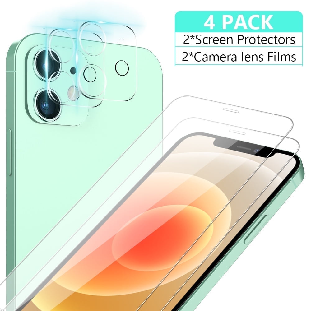 Xhy iPhone 12 Screen Protector Tempered Glass + Camera Lens Protector 6 ...