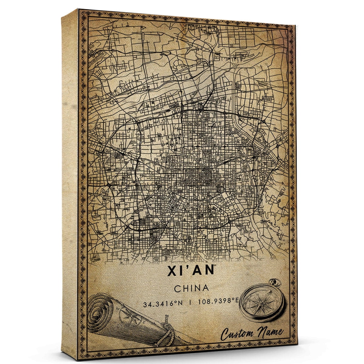 Xi'an Map Poster, China Map Art Poster, Canvas, Xi'an Map City style ...