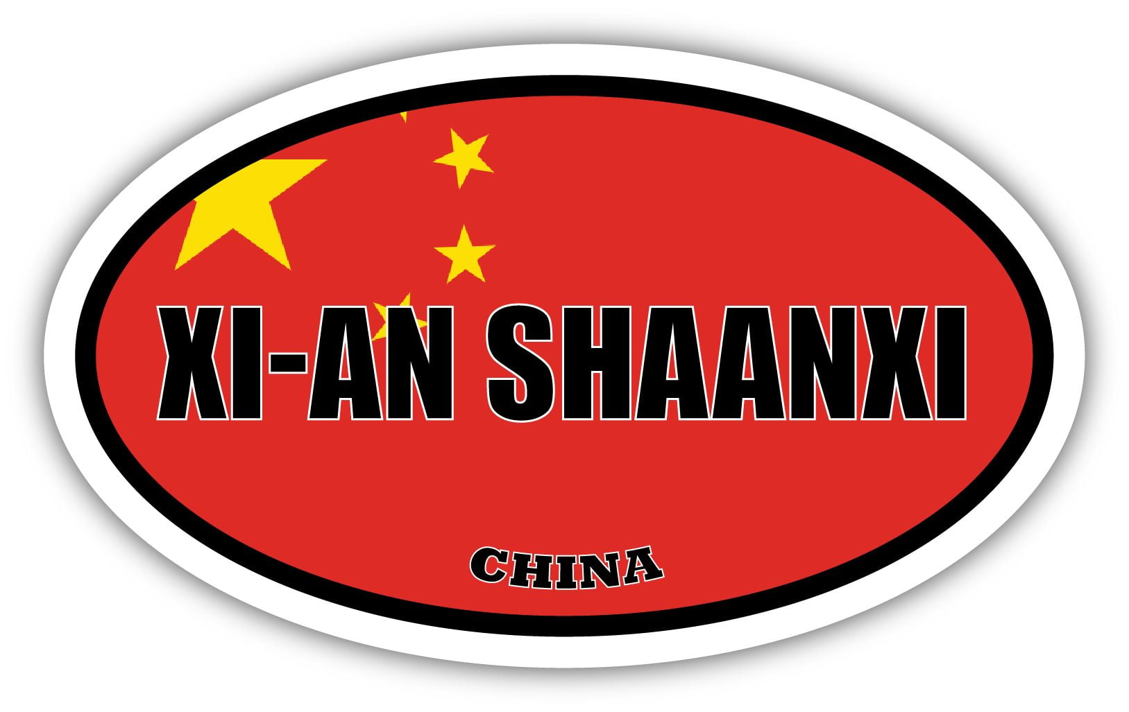 Xi-an Shaanxi China Flag Oval Decal Vinyl Bumper Sticker 3x5 inches ...