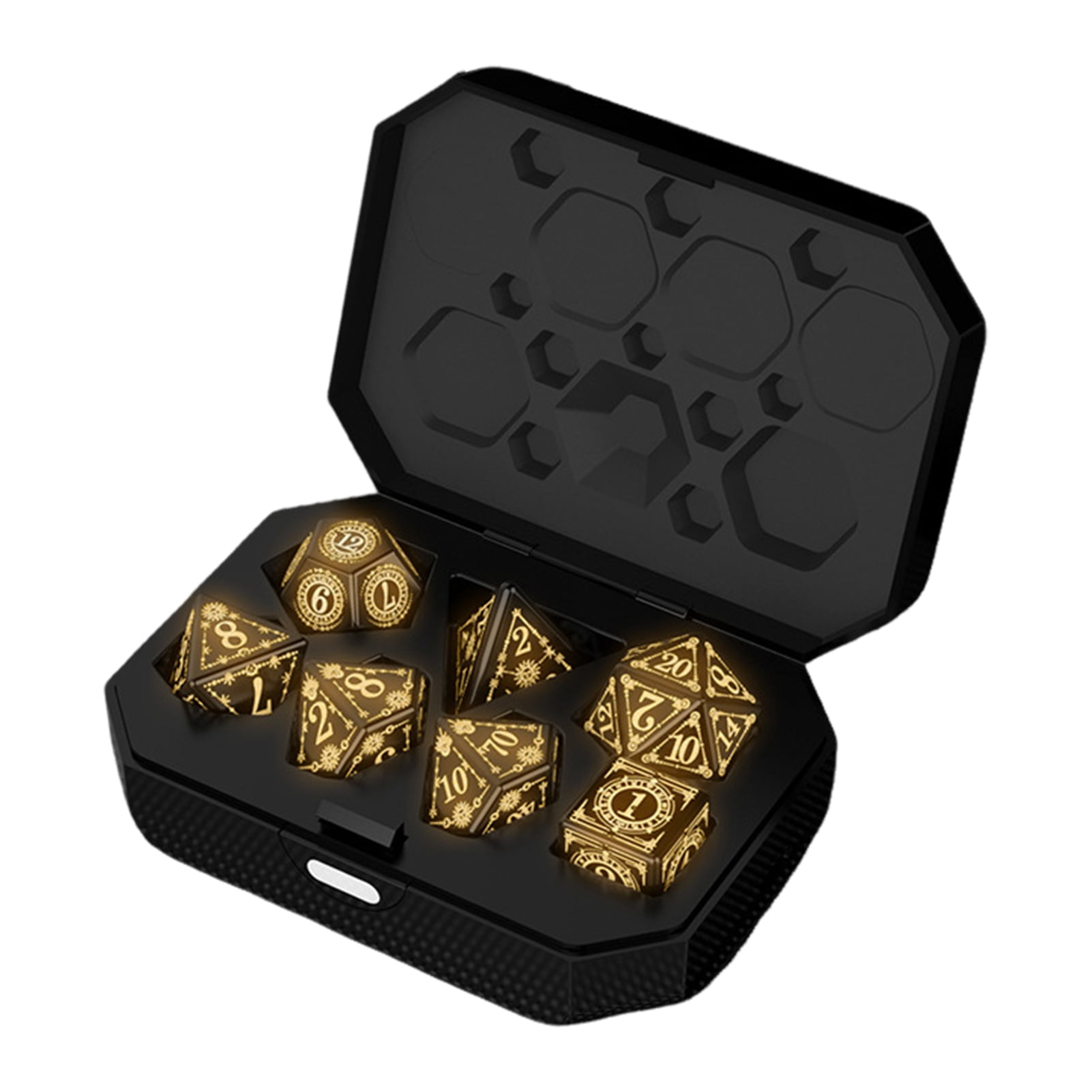 XiHe 7Pcs/Set LED Light-up Dice Type-C Rechargeable Glowing Multi-sides ...