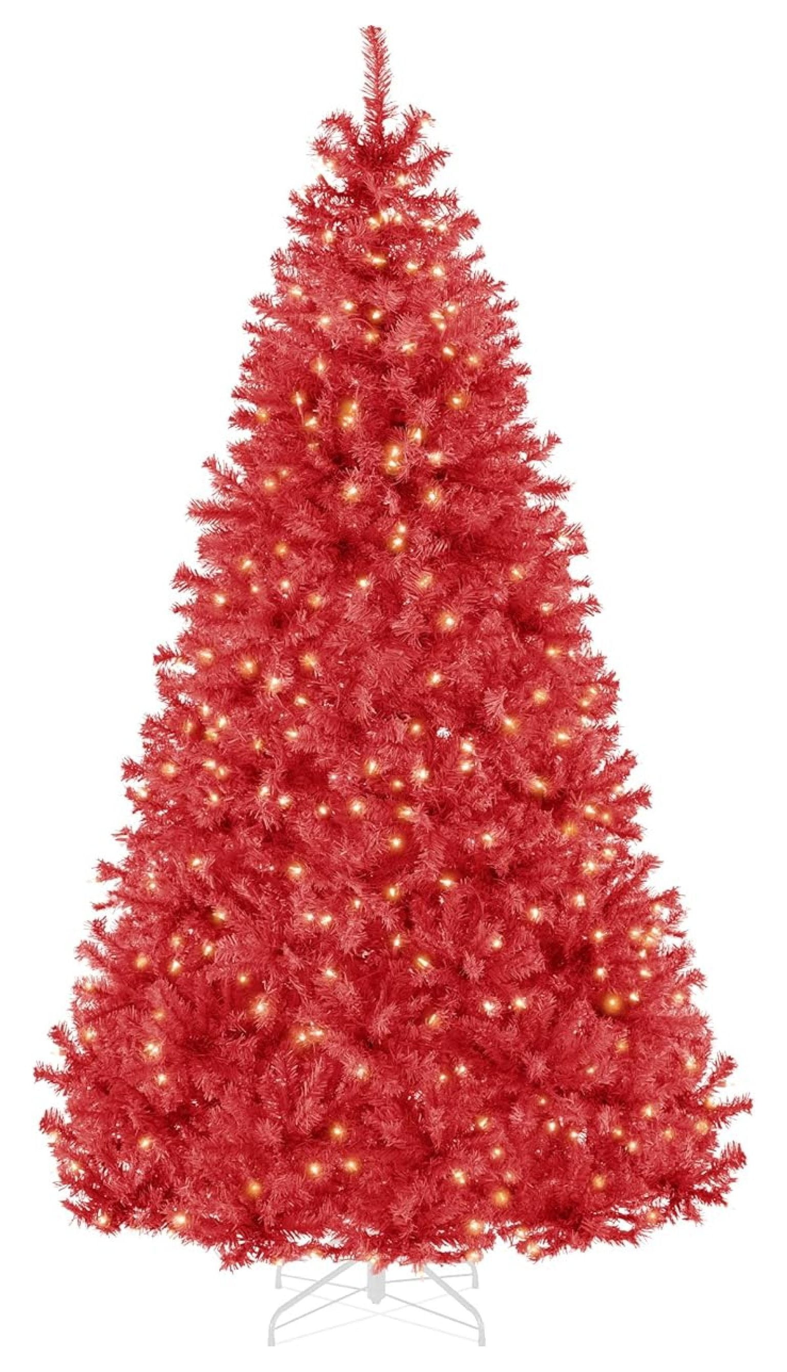 XiHuaZhaoChen 6ft Pre-Lit Red Christmas Tree, Full Artificial Holiday ...