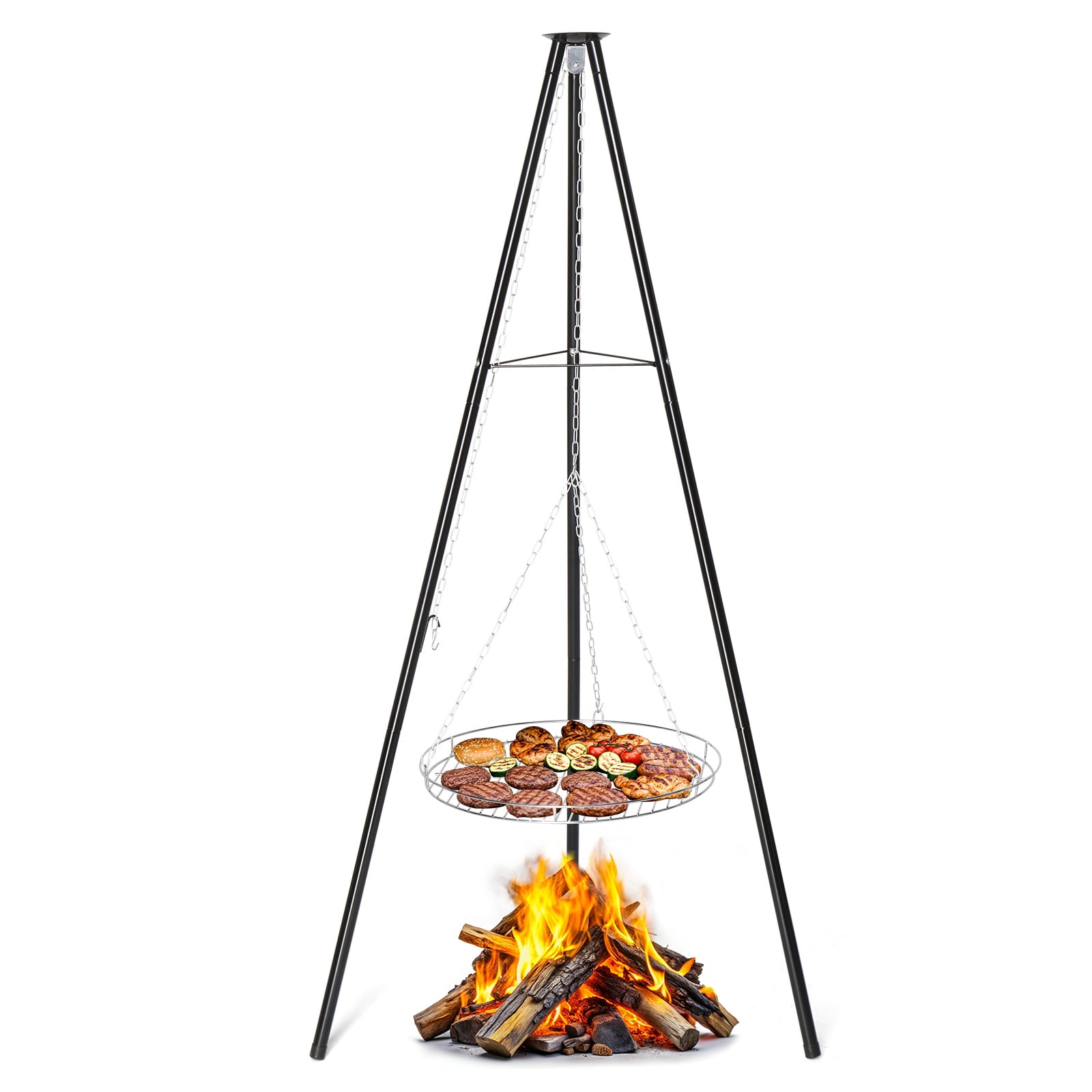 XiHuaZhaoChen Campfire Tripod Grill, Adjustable Height BBQ Grill ...