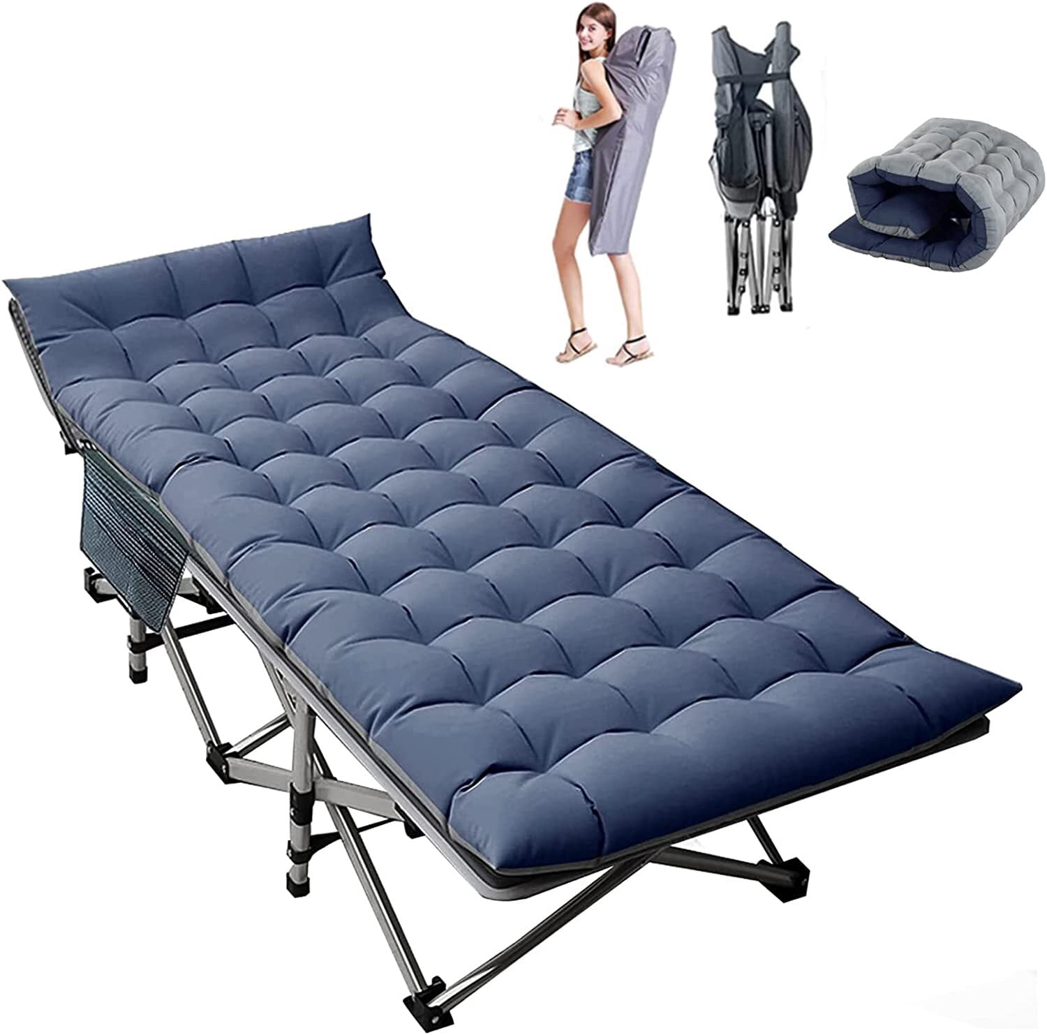 XiHuaZhaoChen Folding Bed with Mattress, Cot Size Foldable Guest Beds ...