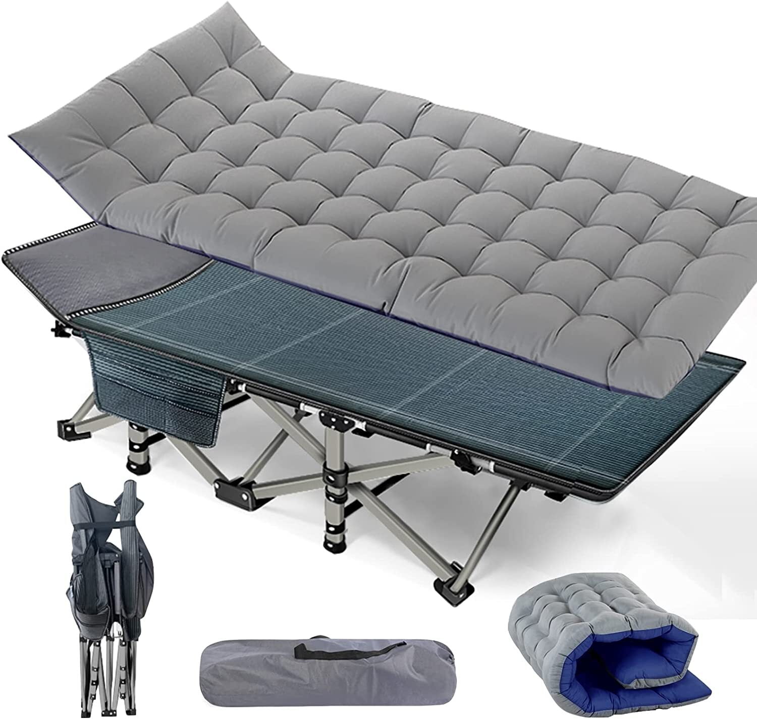 XiHuaZhaoChen Folding Bed with Mattress, Cot Size Foldable Guest Beds ...