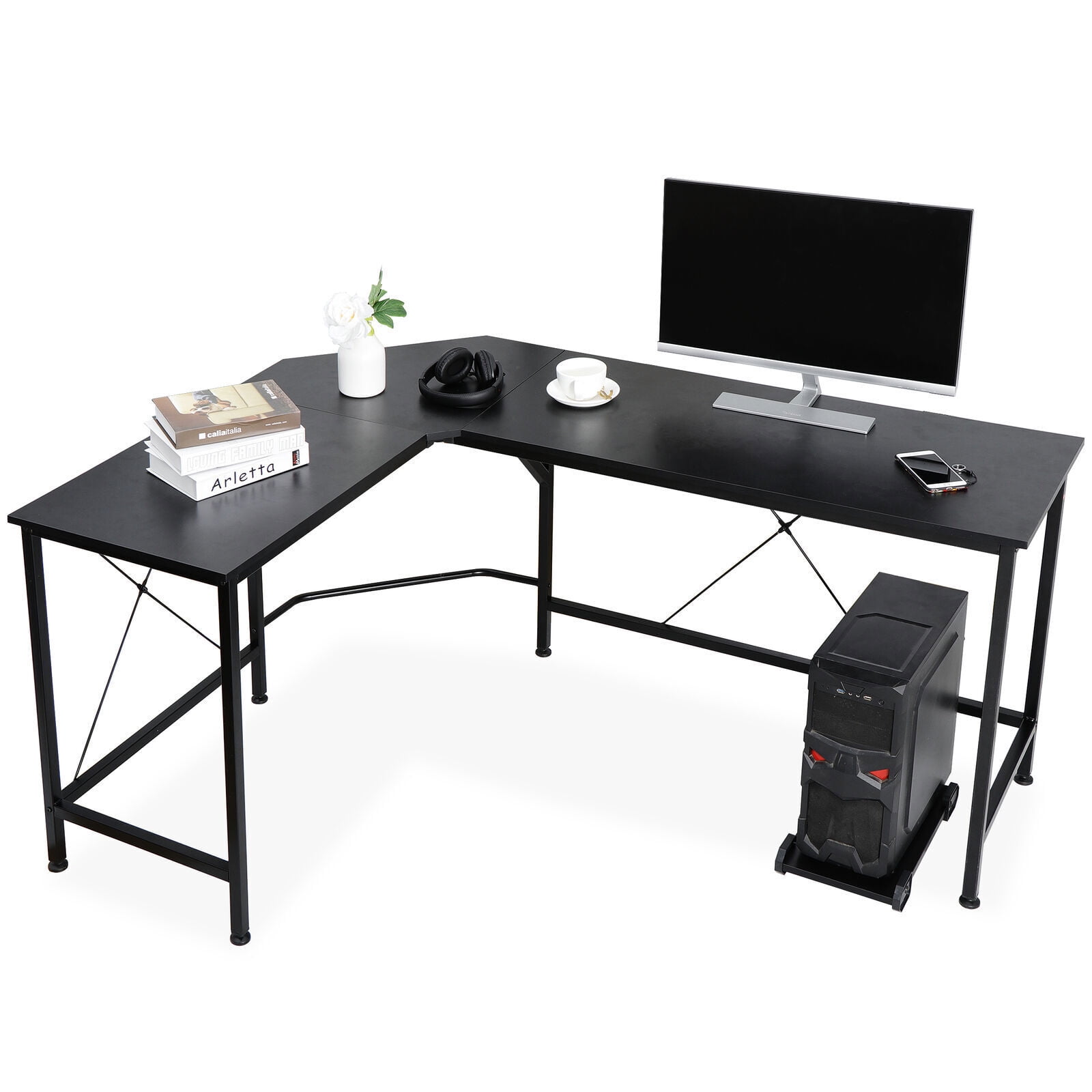 XiHuaZhaoChen Large L-Shape Corner Table Computer Workstation Bevel ...