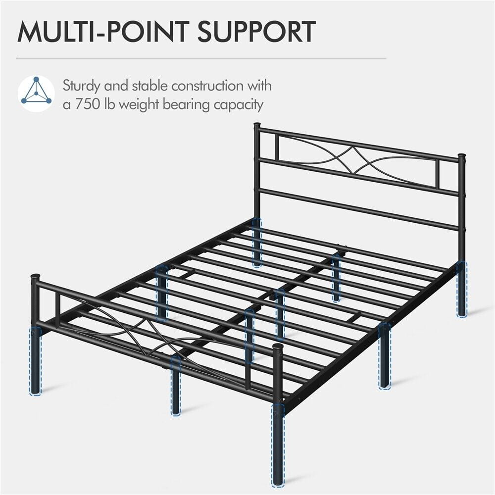 XiHuaZhaoChen Simple Metal Bed Frame with Curved Design Headboard and ...
