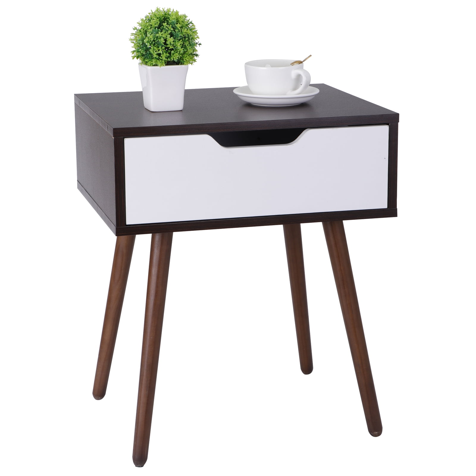 XiHuaZhaoChen Wooden End Table Bedroom Nightstand with Rommy Storage ...
