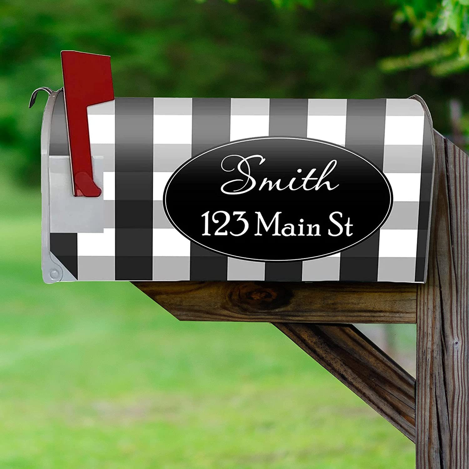 XiKe Custom Address Mailbox Covers Magnetic - Personalized Plaid ...