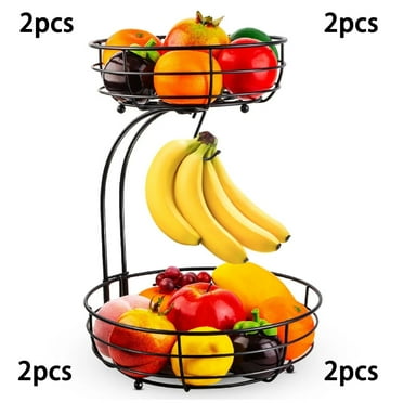 Home Shark 3 Tier Metal Veggie Organizer, Rolling Produce Wire Basket ...