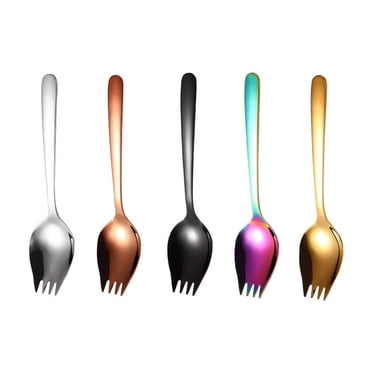 5Pcs Stainless Steel Spork for Soup, Salad, Noodles - Eating Flatware ...