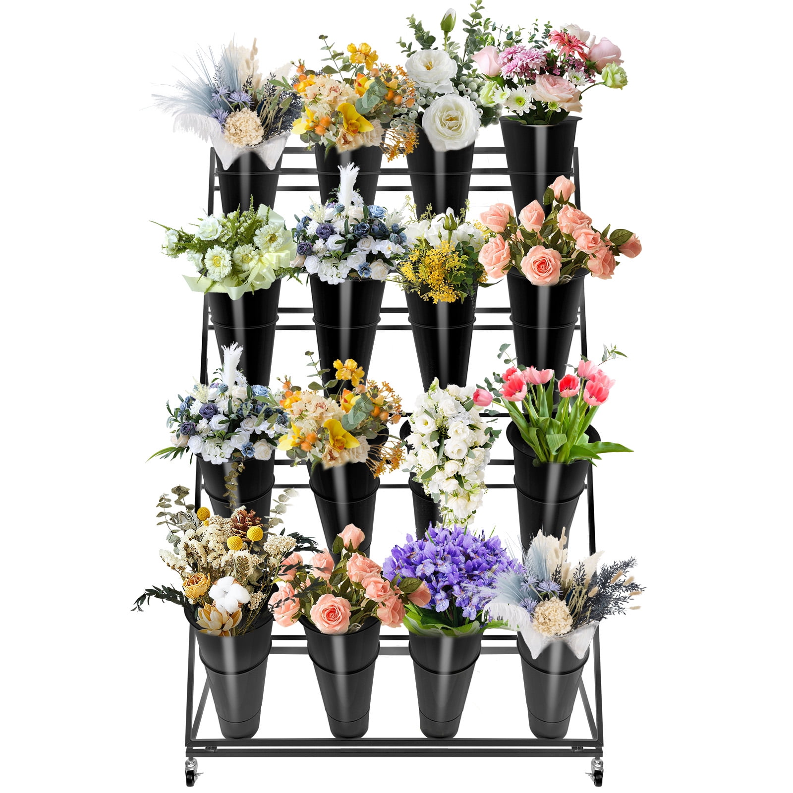 XiMeijiu Flower Display Stand,Portable Flower Rack With 16 Flower ...