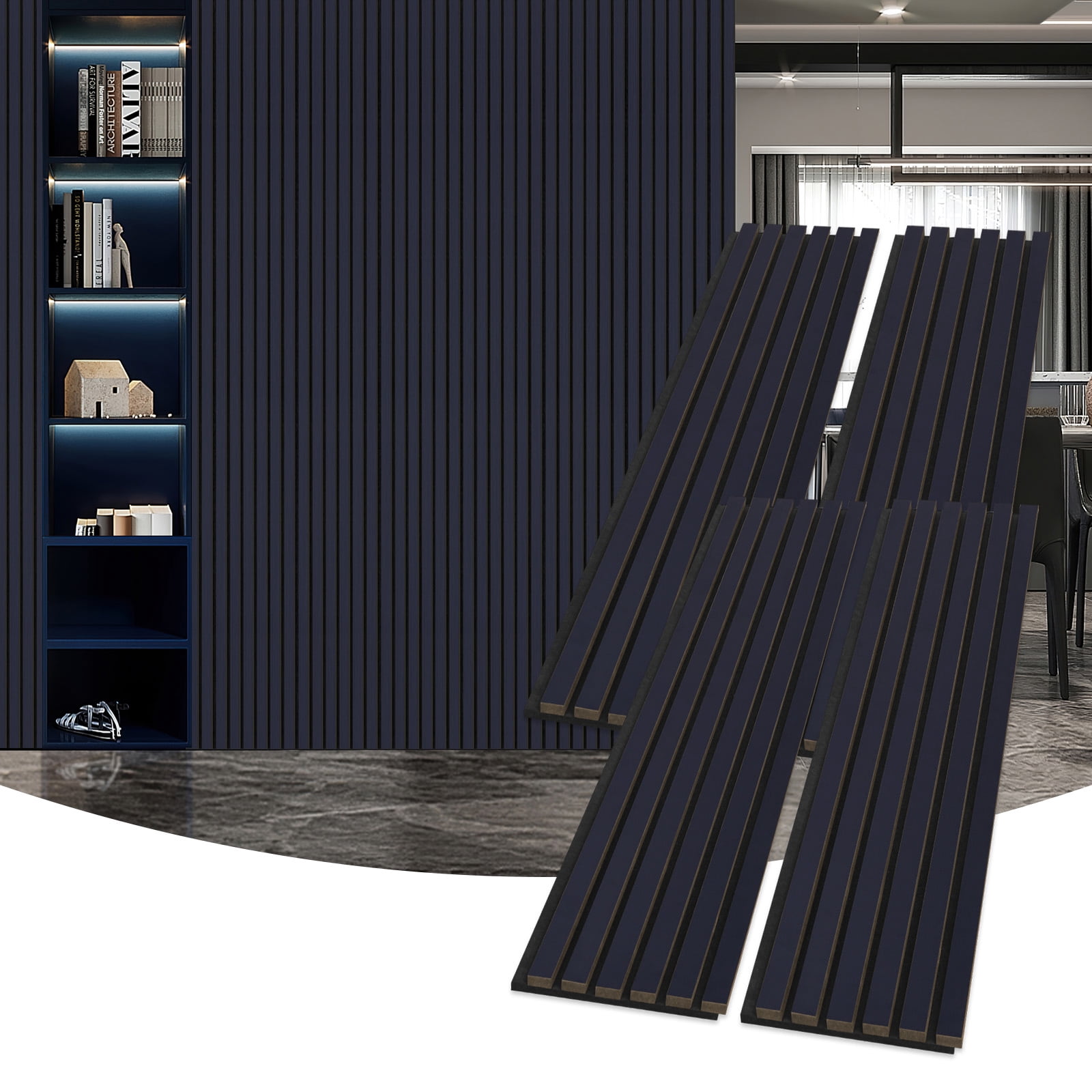 XiMeijiun,4PCS, Wooden Grid Acoustic Wall Panels, 1.2m X 0.3m, Reduce ...