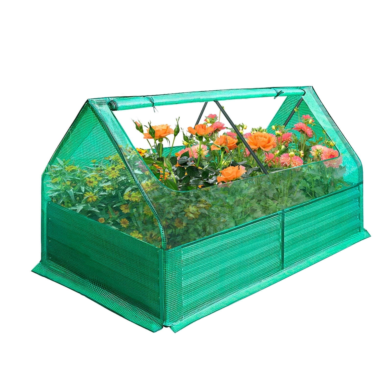 XiMeijiun Galvanized Raised Garden Bed with Cover, Outdoor Metal ...