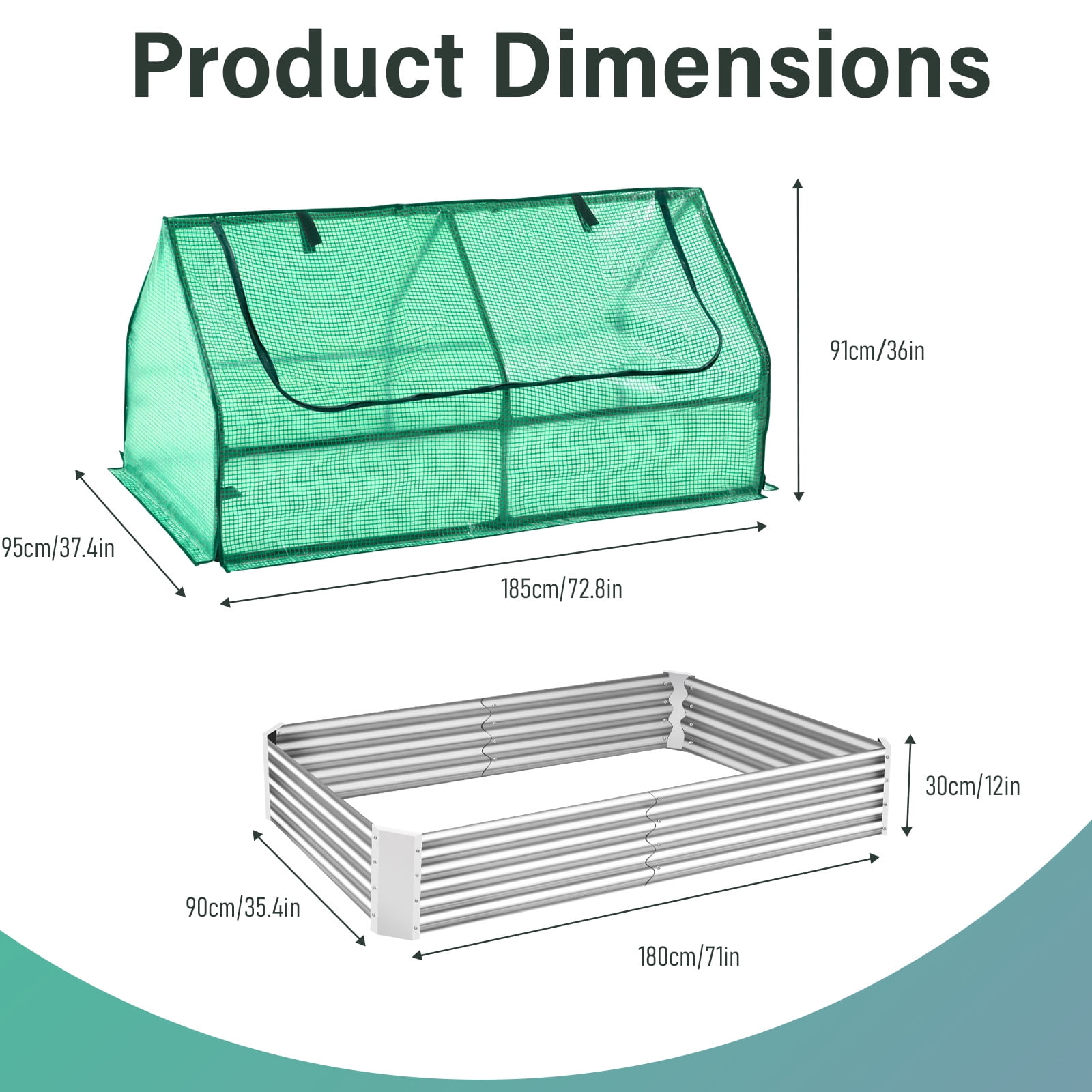 XiMeijiun Galvanized Raised Garden Bed with Cover, Outdoor Metal ...