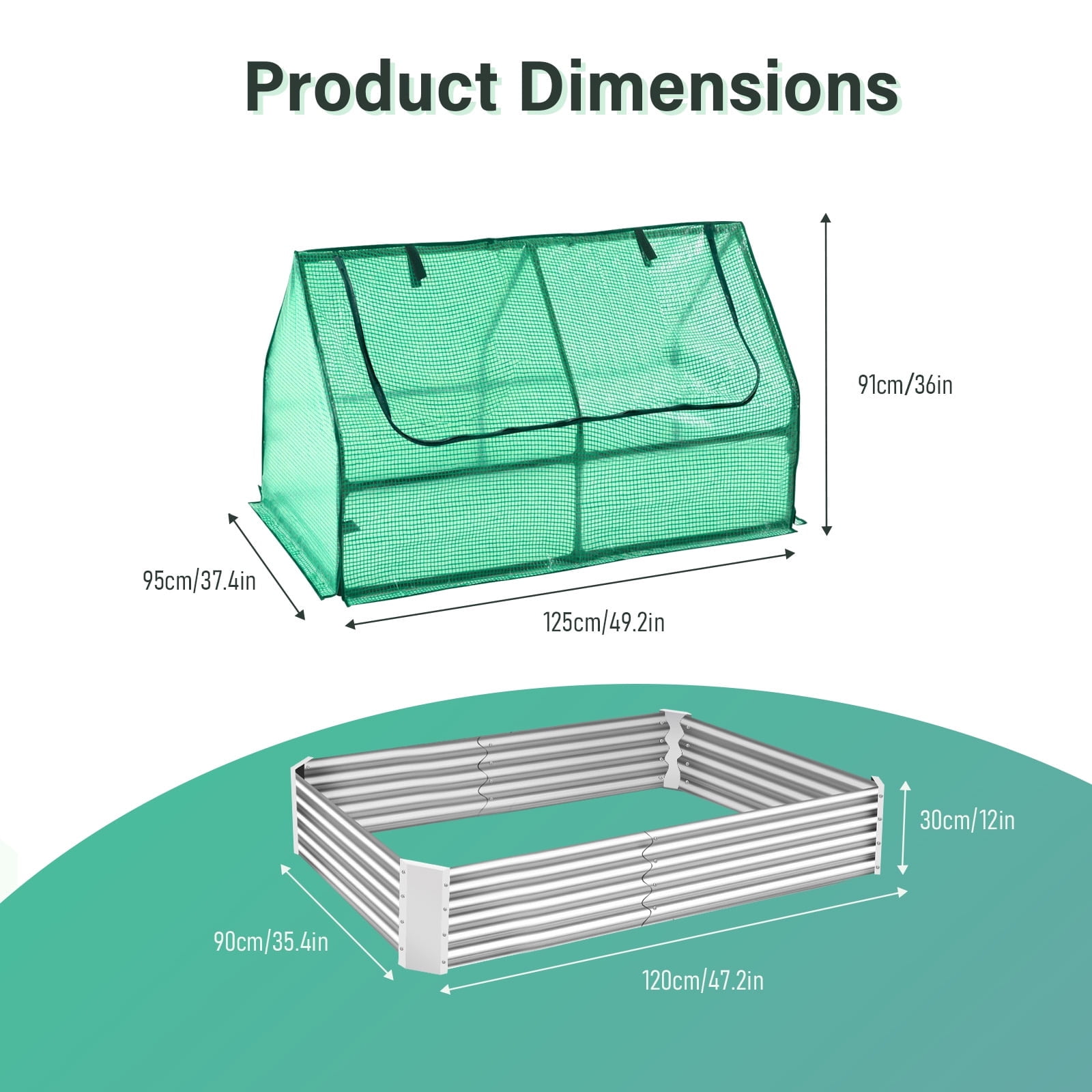 XiMeijiun Galvanized Raised Garden Bed with Cover, Outdoor Metal ...