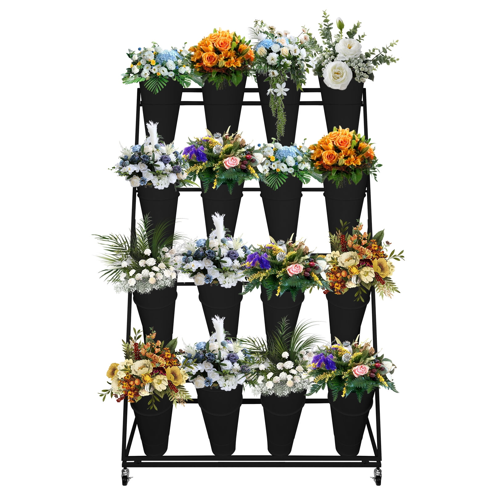 XiMeijiun,Metal plant stand flower display rack, 4 layers with 16 ...