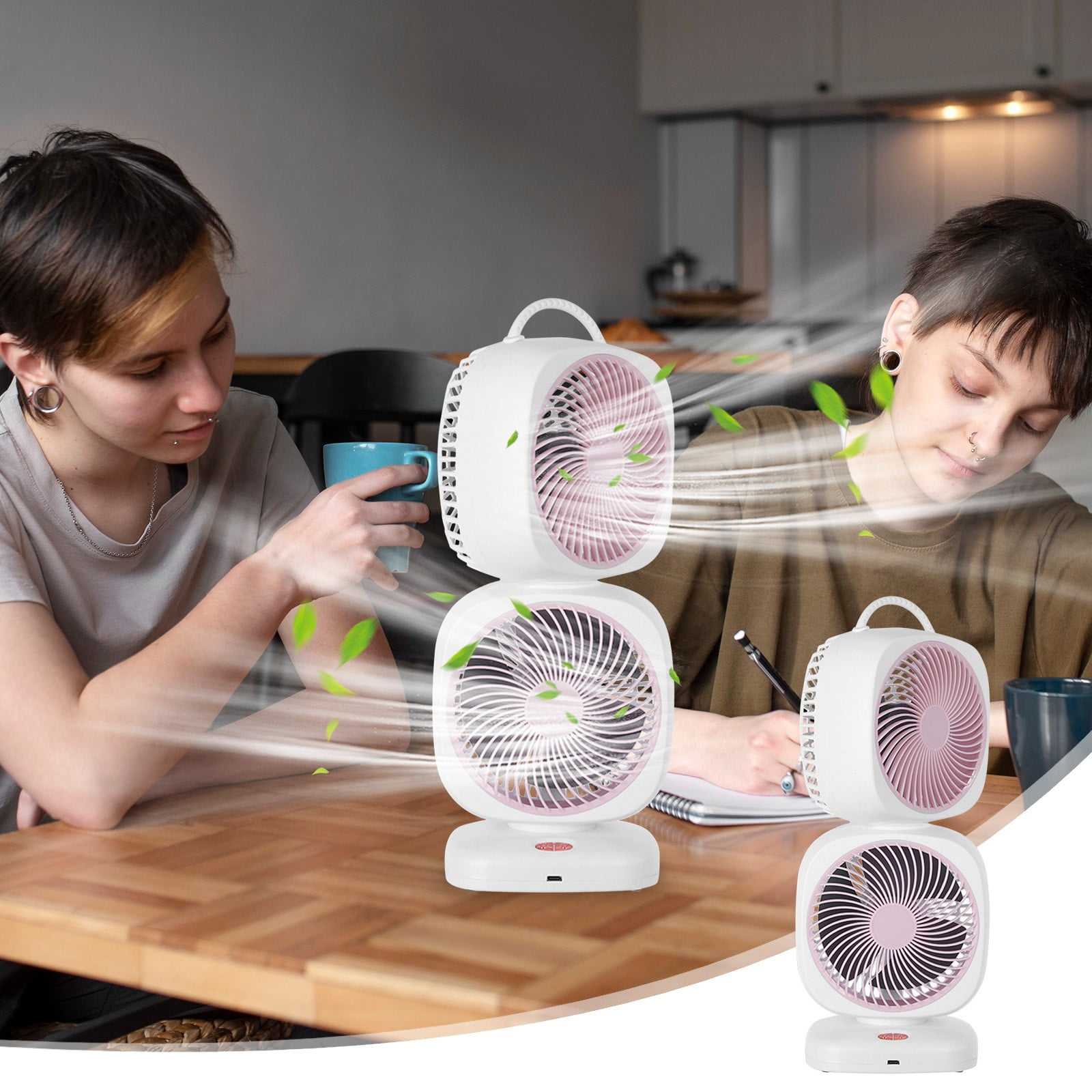 XiYin Fan Light Sound USB Charging Fan Student Office Home 4000mAh Two ...