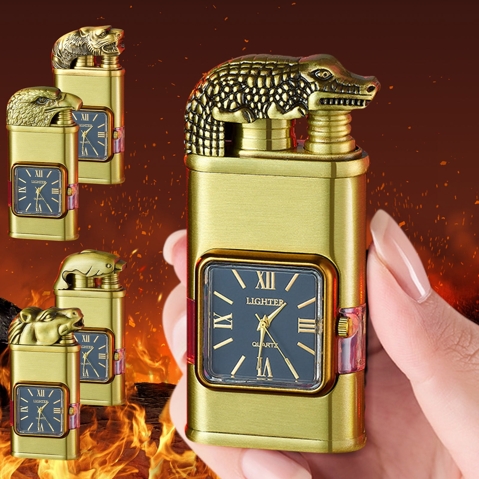 XiYin Windproof Lighter Vintage Watch Bezel Jet Flame Torch, Men's Cool ...