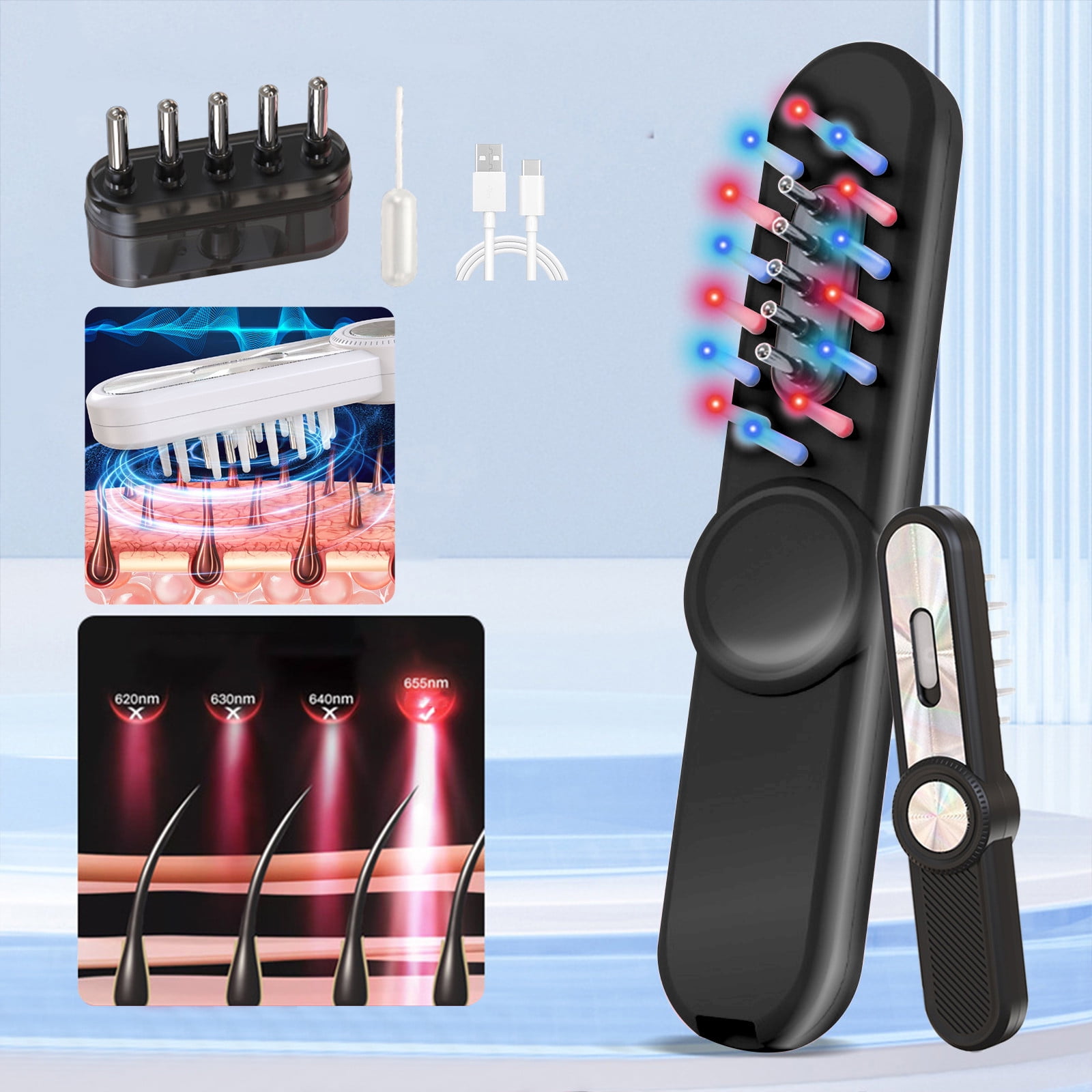 XiYing 2-In-1 Usb Rechargeable Hair Oil Applicator & Scalp Massager ...