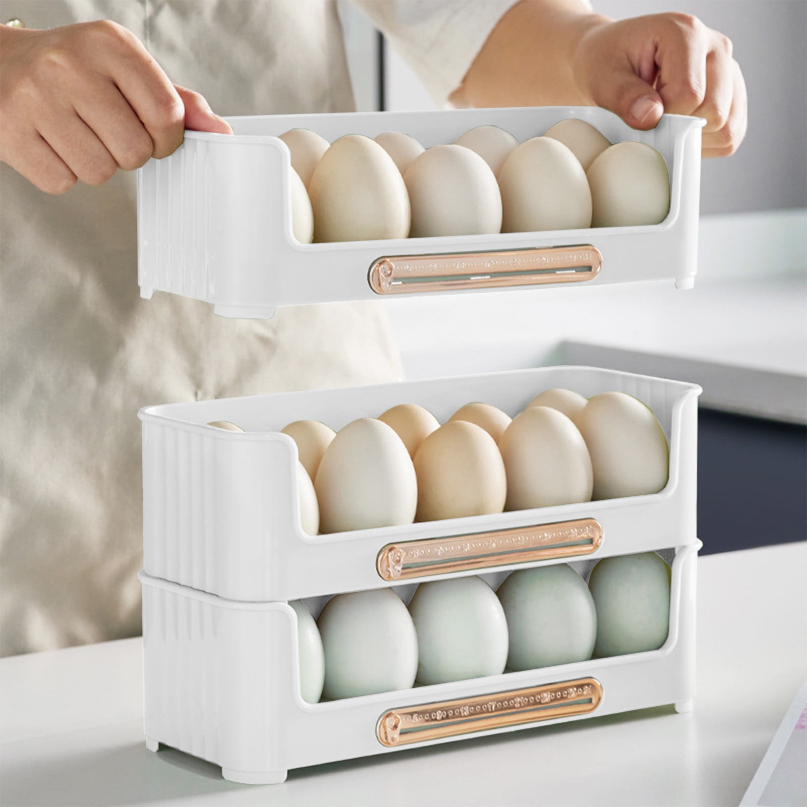 XiYing 3-Tier Stackable Refrigerator Egg Organizer, Side Door Storage ...