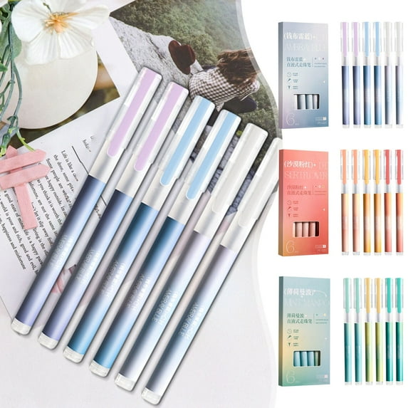 XiYing 6-Pack 0.5Mm Fine Tip Rollerball Pens, Straight Liquid Ink ...