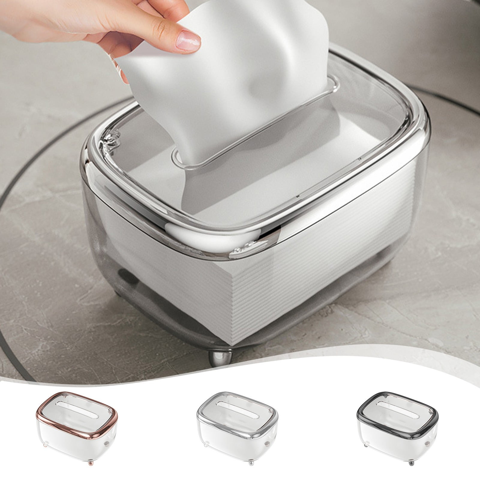 XiYing Clear Plastic Tissue Box Organizer with Magnetic Flip-Top Lid ...