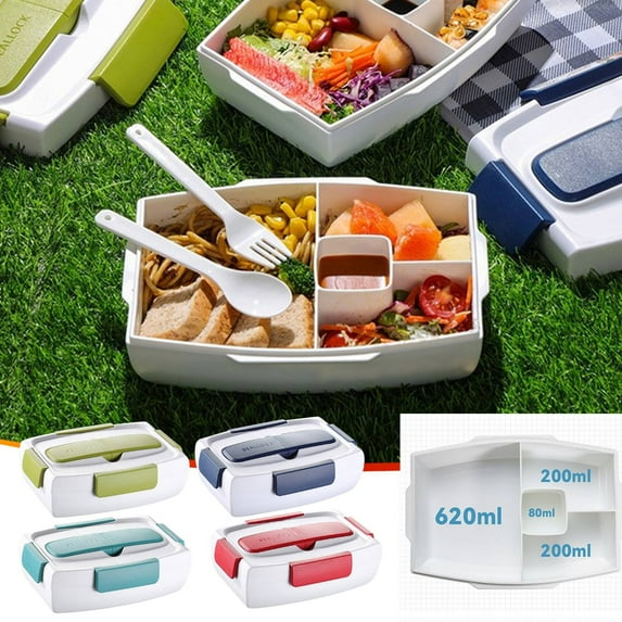 XiYing Double Layered Bento Box with fork and Spoon, Plastic Microwave ...