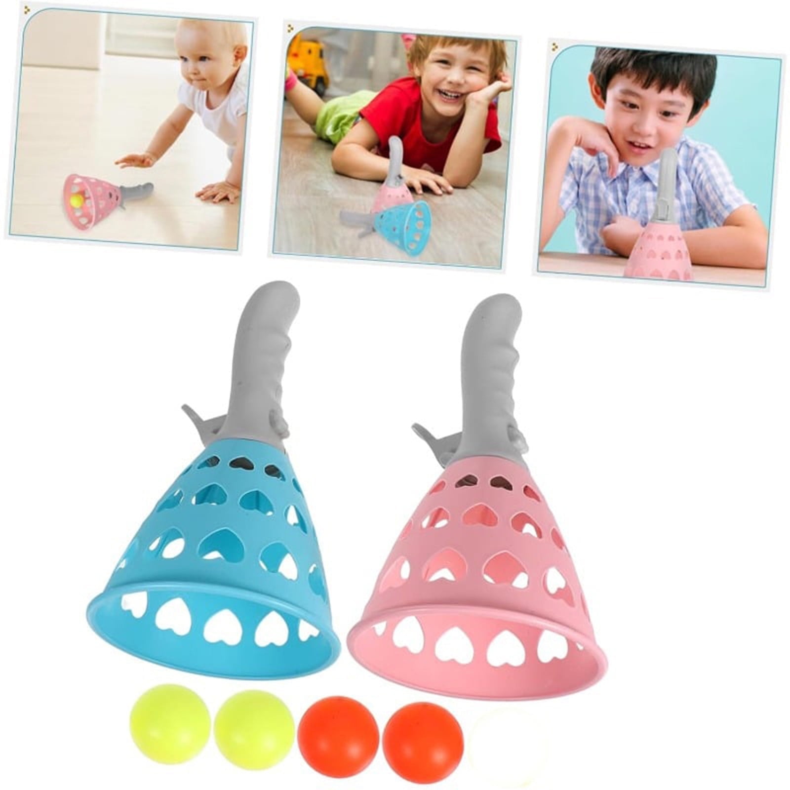 XiYing Heart-Shaped Ball Launchers Toy Set | Pair of Rackets with 4 ...