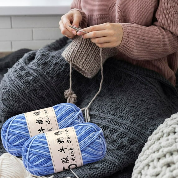 XiYing Milk Cotton Crochet Yarn, 5 Strands Gradient Hand-Woven Acrylic ...