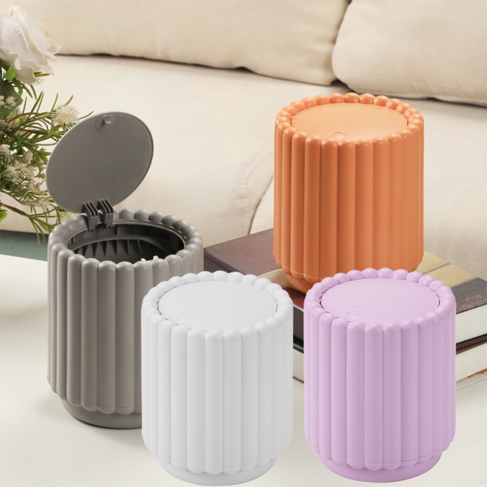 XiYing Mini Desktop Trash Can with Push-Open Lid, Small Wastebasket for ...