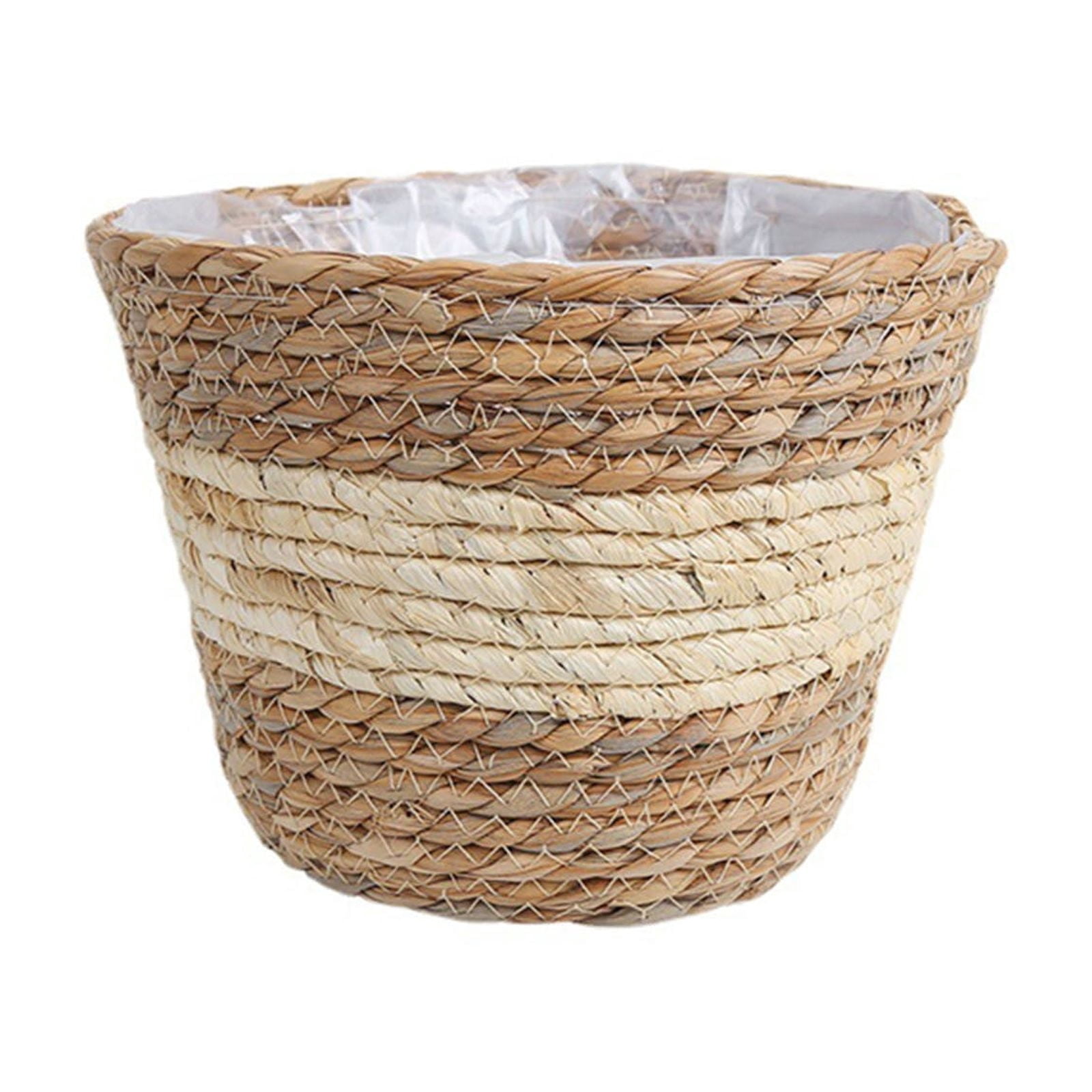 XiYing Rattan and Bulrush Woven Flower Basket Planter - Natural ...