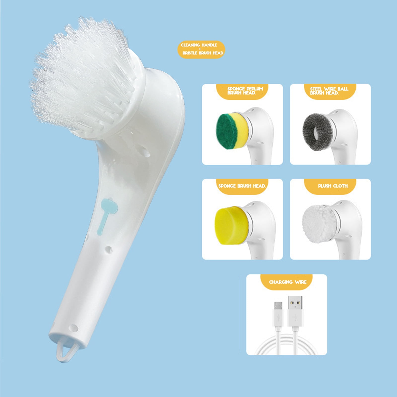 Rotary Power Cleaner - Cordless Rechargeable Shower Scrubber with 5 ...