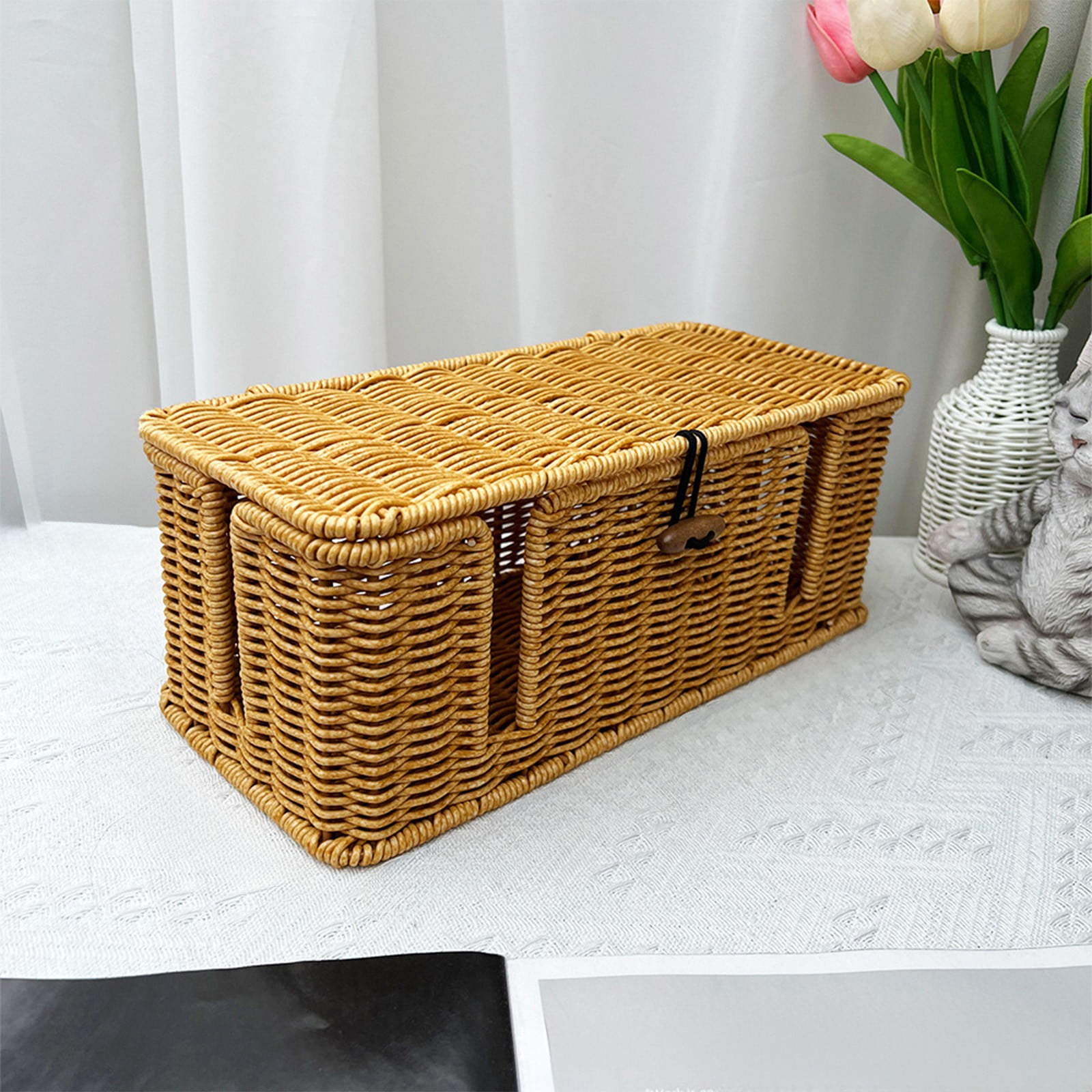 XiYing Vines Storage Basket - Hollow Washable Organizer Box - Desktop ...