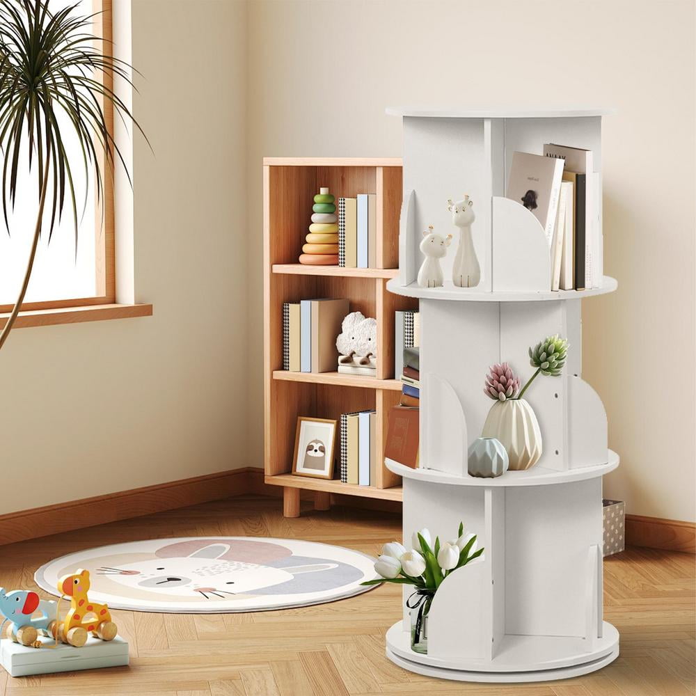 Xianers 3 Tier Small Rotating Bookshelf, Revolving Bookcase 360 Display ...