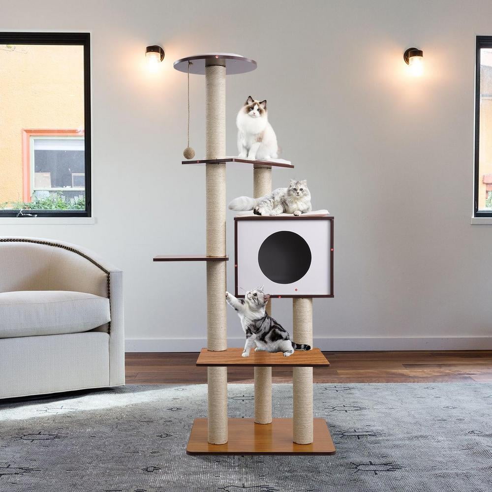 Xianers 63 inches Large Cat Tree for Indoor Cats, Tall Cat Tower Cat ...