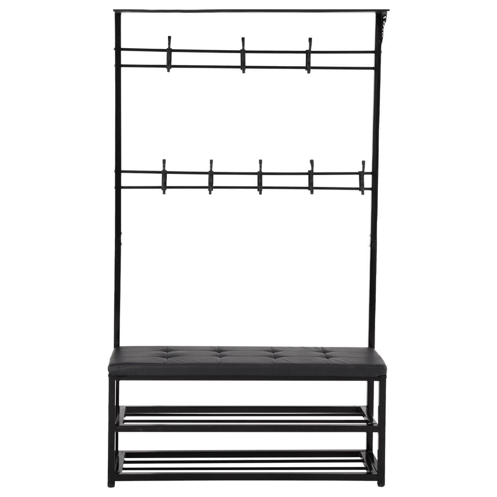 Xianers Farmhouse Hall Tree 4-in-1 Storage Shelf Coat Rack Shoe Bench ...